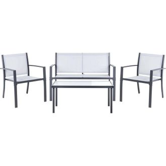 Beliani Lounge Set mit Tisch 4-Sitzer TAVOLETO Metall Grau