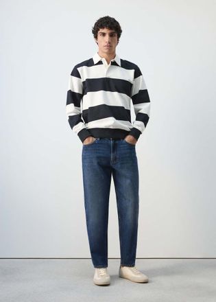 Mango Sweat polo rayures 100 % coton blanc - Homme - S - MANGO MAN