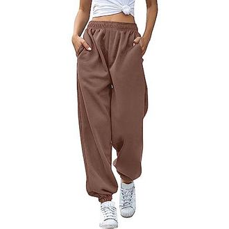 Generic Pantalon de jogging d&eacute;contract&eacute; taille haute 2026 pour femme pour yoga et entra&icirc;nement confortable avec poches lat&eacute;rales, kaki, XL