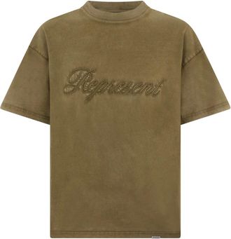 Represent Represent, Homme, Tops, Vert, Taille: XL T-shirt Avec Logo Brod&eacute;