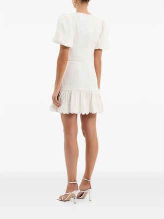 Rebecca Vallance Linen-Blend V-Neck Dress - White