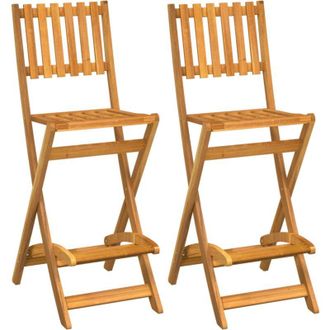 vidaXL Tabourets de bar dext&eacute;rieur pliants lot de 2 Bois dacacia vidaXL