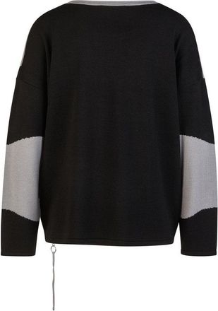 Doris Streich Strickpullover mit grafischem Muster und Patch aus Lederimitat