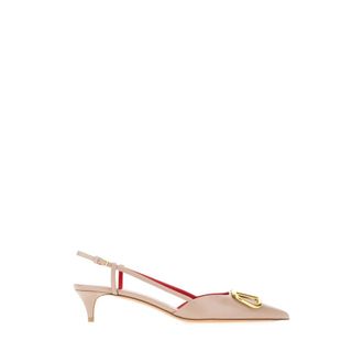 Valentino Garavani Vlogo Signature Slingback-Pumps aus Kalbsleder- 40 mm - - Shoes - Damen - Beige - 40 EU