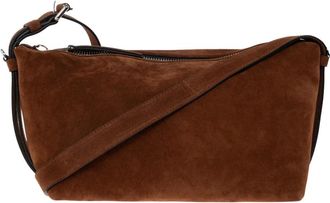 Moschino Sac bandouli&egrave;re en daim avec logo - Femme - Sacs - Brun - Taille: ONE Size