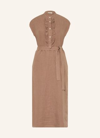 SoSUE Sosue Leinenkleid Mit R&uuml;schen braun