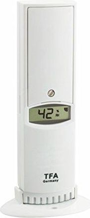 TFA Dostmann Weatherhub Thermo-Hygro-Sender, 30.3312.02, SmartHome, hohe Genauigkeit, Weiß, L 43 (76) x B 23 (56) x H 160 (164) mm