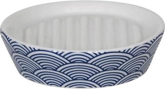 MSV Seifenablage Bento, Keramik, Weiß/blau, 11 x 9 x 3 cm