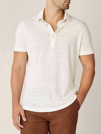 Luca Faloni Cremefarbenes Kurzarm-Poloshirt Elba aus Leinenjersey