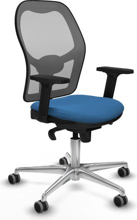 Piqueras y Crespo Moderner B&uuml;rostuhl mit 2D-Armlehnen, h&ouml;henverstellbare Lendenwirbelst&uuml;tze, mit 5 Positionen und injiziertem Schaumstoff, Grau/Hellblau