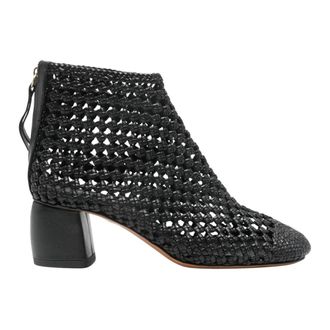 Forte_Forte Bottine en cuir tress&eacute; avec zip - Femme - Chaussures - Noir - Taille: 37 EU