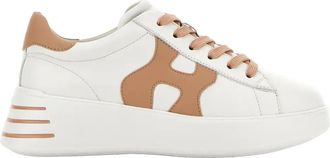 Hogan Low-Top Sneaker - Rebel H564 H Sneakers With Tan Accents - Gr. 35,5 (EU) - in Wei&szlig; - f&uuml;r Damen