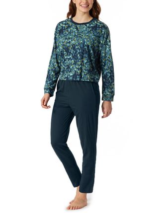Schiesser Damen Schlafanzug Set lang Baumwolle Modal - Nightwear, Nachtblau_180048, 38