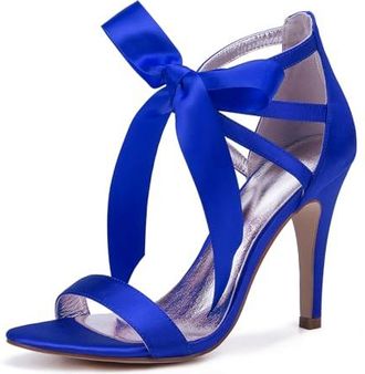 Generic Escarpins Femme Bout Ouvert Mari&eacute;e Stylet Talons Sandales Chaussures De Mariee Bal Dress F&ecirc;te Bridal 10.5Cm,Bleu,41 EU