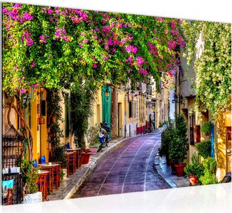 Runa Art Bild Blumen Toskana Modern Wandbilder Wohnzimmer 1 Teilig - Made In Germany - Italienische Gasse Bunt Flur 607715a