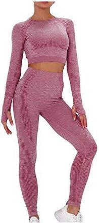 Generic Ensemble de v&ecirc;tements de d&eacute;tente pour femme - Ensemble d&eacute;contract&eacute; en tricot &agrave; manches longues - Sweat &agrave; capuche et pantalon ample - Ensemble deux pi&egrave;