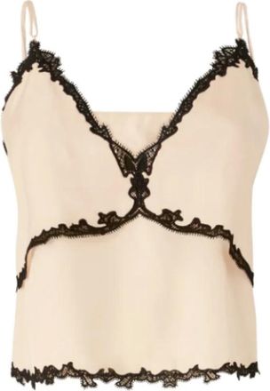 Pinko Pinko, Femme, Tops, Rose, Taille: 40 FR Top avec inserts en dentelle