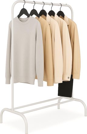 Relaxdays Kleiderst&auml;nder, HxBxT: 150 x 110 x 40 cm, mit Ablage & Kleiderstange, Metall, stabil, Garderobenst&auml;nder, wei&szlig;