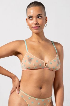 Understatement Damen vegan Balconette V Mesh Pfirsich & T&uuml;rkis