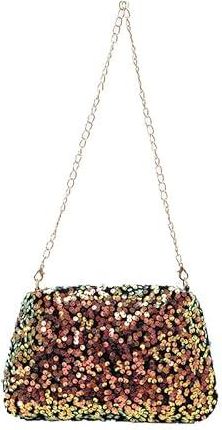 Generic Sac à bandoulière à paillettes avec chaîne pour femme, doré, 240.00x10.00x160.00mm/9.45x0.39x6.3inch