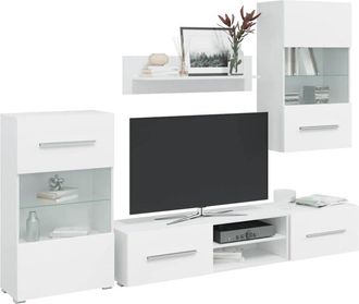 vidaXL Vidaxl - Meubles tv 5 pcs avec lumière led blanc mat bois dingénierie