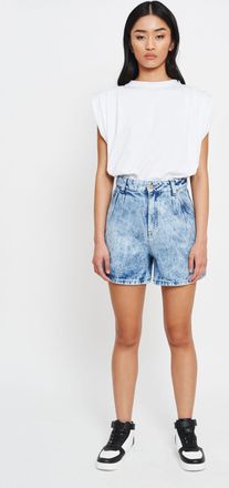 Benu Damen Kurze Hellblaue Baumwoll Denim Shorts