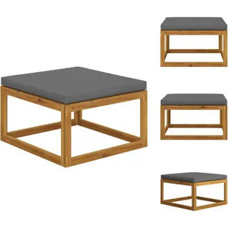 vidaXL Vidaxl - Fu&szlig;hocker mit Dunkelgrauem Polster Akazie Massivholz - Holzfu&szlig;hocker - Gartenstuhl - Lounge Set - Outdoor M&ouml;beln - Akaciastisch