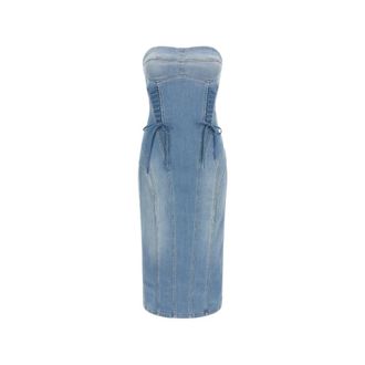 Elisabetta Franchi Femme, Robes, Bleu, Taille: 42 FR Denim Dress