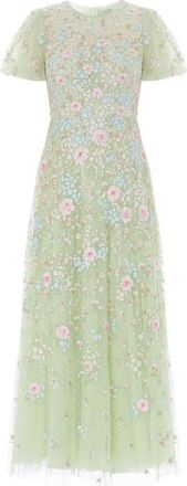 Needle & Thread Femme, Robes, Vert, Taille: 34 FR Peony Bouquet Round Neck Ankle Gown