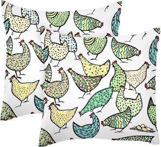Generic Bunte Kissenbezüge mit Hühnern, Bauernhoftiere, quadratisch, dekorativer weicher Samt-Kissenbezug für Couch, Sofa, Schlafzimmer, Auto, Wohnzimmer, 40,