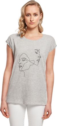 Mister Tee Womens MT10673-Ladies One Line Extended Shoulder Tee T-Shirt, Heather Grey, S