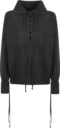 Ermanno Scervino Femme, Pulls, Noir, Taille: 36 FR Pull en Cachemire Pur avec Tressage Artisanal