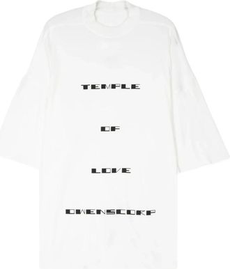 Rick Owens Homme, Tops, Blanc, Taille: ONE Size T-shirt ras du cou