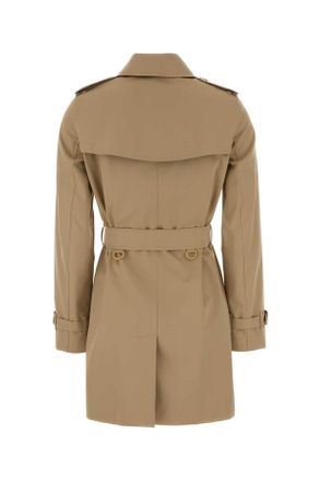 Burberry Womens Beige Gabardine Heritage Kensington Trench Coat Honey