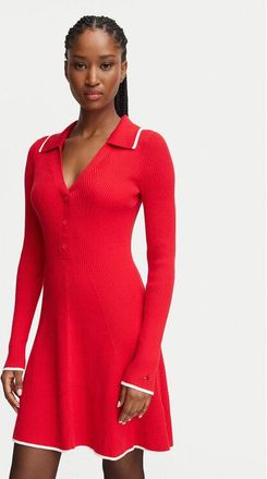 Tommy Jeans Strickkleid DW0DW23328 Rot Slim Fit