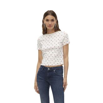 Vero Moda Damen Vmharry Ss O-Neck Top JRS Noos, Snow White, S EU