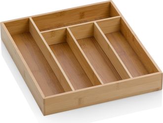 KELA Bambus Besteckkasten für Schubladen 30 x 34 x 5 cm, Schubladeneinsatz mit 5 Fächern, KALMA, Schubladen Organizer Küche