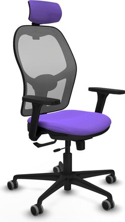 Piqueras y Crespo Ergonomischer Schreibtischstuhl mit 3D-Armen, h&ouml;henverstellbare Lendenwirbelst&uuml;tze und h&ouml;henverstellbares Kopfteil, Grau/Lila