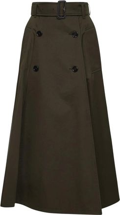 Burberry Femme, Jupes, Vert, Taille: 32 FR Jupe midi trench en gabardine