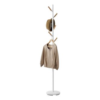 Yamazaki Tableware Yamazaki 2814 PLAIN Garderobe, wei&szlig;, Stahl/Holz, minimalistisch, 28 x 28 x 177 cm