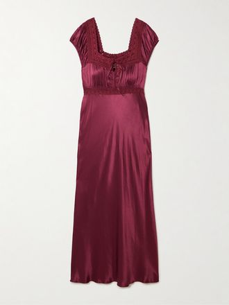 Rixo Robe Midi En Satin &Agrave; Broderie Anglaise Et &Agrave; Festons Maeva - Bordeaux