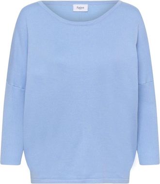 Saint Tropez Femme, Pulls, Bleu, Taille: 44 FR Tricot &agrave; col rond