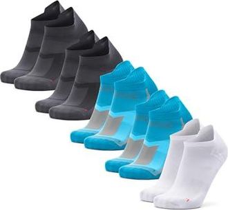 Danish Endurance Chaussettes Courtes de Running, Respirantes & Anti-Ampoules, Homme Femme, 3 ou 5 Paires, Multicolore (2x Gris, 2x Bleu Caraïbes, 2x Blanc), 39-42