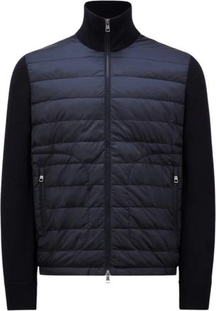 Moncler Gepolsterte Woll-Strickjacke Marineblau - - Knitwear - Herren - Blau - 2XL