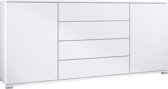 Vladon Sideboard Santo V2, Anrichte mit 2 Türen und 4 Schubladen, Weiß matt/Weiß matt (166,5 x 75,5 x 35 cm)