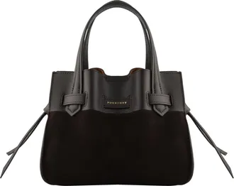 Pourchet Sac bandouli&egrave;re moyen Blossom en daim et cuir - Femme - Sacs - Brun - Taille: ONE Size