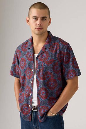Levi's Chemise Camp Manche Courte Sunset Standard - Homme - Multicolore / Wilder Vining Geo Brick Red - 2XL