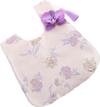 Beaupretty Sac Poignet Femme Brocart Soir&eacute;e &Eacute;l&eacute;gant avec Orchid&eacute;e et Gland Pochette Portable Chic pour Mariage et F&ecirc;te Style Chinois Moderne Compacte et Mat&eacute;riau