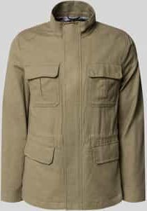 Geox Regular Fit Jacke aus Leinen-Mix mit Stehkragen