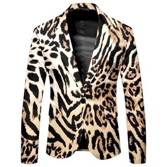 Generic Veste pour homme avec motif imprim&eacute; - L&eacute;opard, z&egrave;bre, tigre, vache - Veste de costume pour carnaval, f&ecirc;te - Blazer coupe ajust&eacute;e - Costume moderne de 